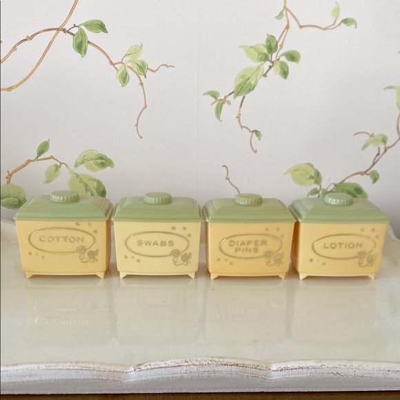 Vintage | Accents | 95s Baby Nursery Containers Set Of 4 Swabs Lotion ...